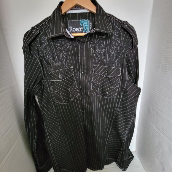 Roar | Shirts | Mens Black Roar Signature Western Shirt White Cross ...